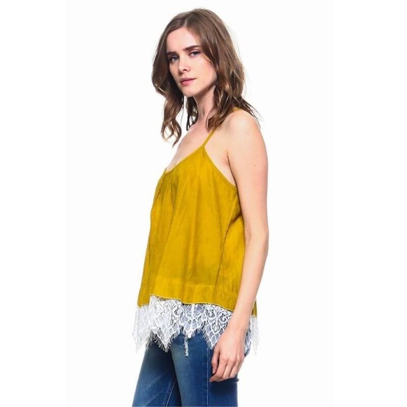 UshopTwo | Tops | Lace Trim Blouse Spaghetti Strap Swing Fit | Poshmark